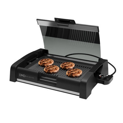 DMD Smokeless Electric Barbecue Grill with Glass Lid, Non-Stick BBQ ...