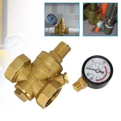 DN25 Brass Adjustable Water Pressure Regulator with Gauge and Meter