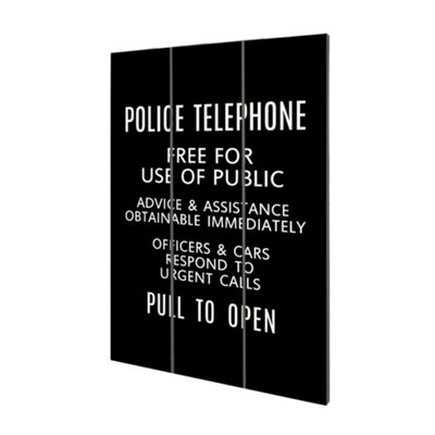 Doctor Who Tardis Sign Plaque Black/White (29.5cm x 20cm)