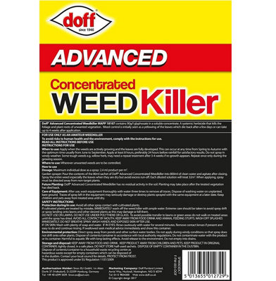 Doff Advanced Concentrated Weed Killer Soluble Kills Roots 3 x 80ml Sachets