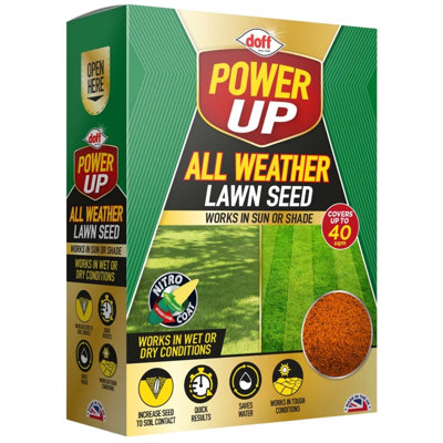 Doff NEW Power Up All Weather Lawn Seed with NITRO-COAT