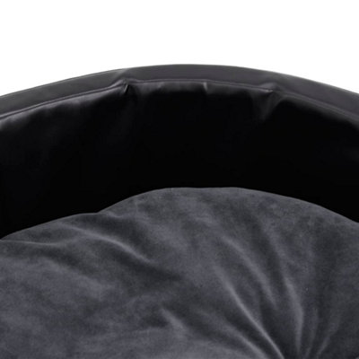 Dog Bed Black and Dark Grey 99x89x21 cm Plush and Faux Leather