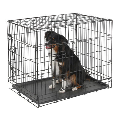 Dog Cage collapsible black 92x63x74cm, 2 doors Square