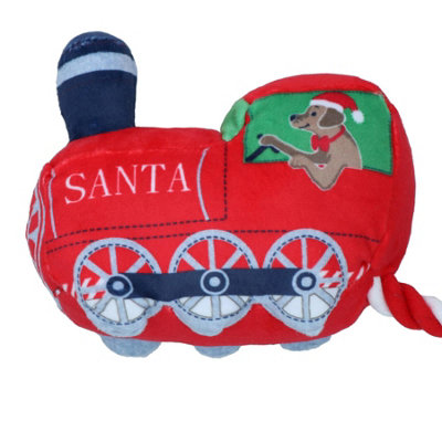 Dog Christmas Santa Paws Express Rope Plush Toy Squeaky Rope Play Xmas Gift