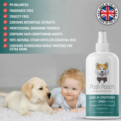 Dog Conditioner Leave in Spray, Fragrance Free 2 in 1 Moisturising ...