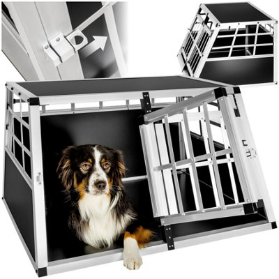 Dog Crate Double - straight back wall, aluminium transport box ...