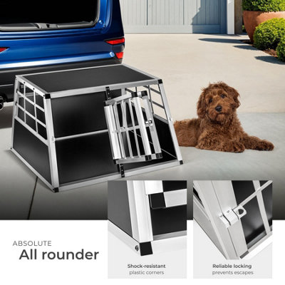Dog Crate Double - straight back wall, aluminium transport box ...