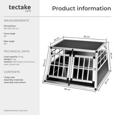 Dog Crate Double - straight back wall, aluminium transport box ...