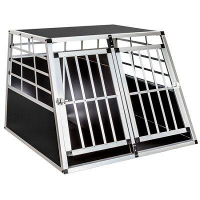 Buy Dog Crate Double - straight back wall, aluminium transport box ...