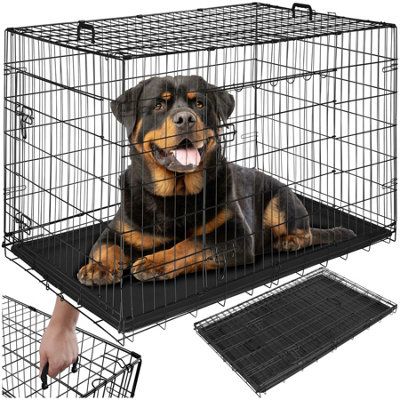 Dog Crate Luna - foldable, robust steel mesh, double locked doors 121.5 ...