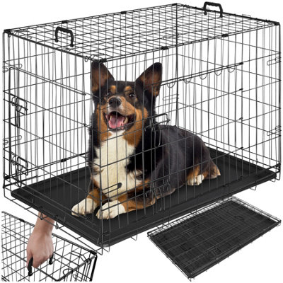 Dog Crate Luna - foldable, robust steel mesh, double locked doors 91.5 ...