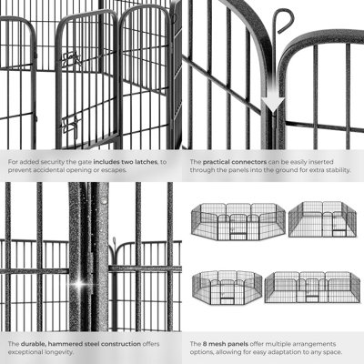 Dog Pen - 8 sections, foldable, door with double locking, ground ...
