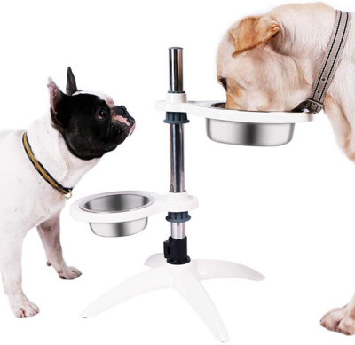 Dog Raised Food Feeding Water Bowls High Level Adjustable Double Bowl ...