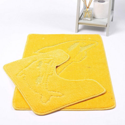 Dolphin Lemon Bath Mats Non Slip Bathroom Mats 2 Piece Pedestal and ...