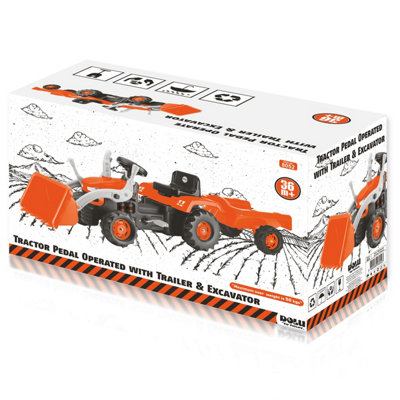 Dolu Children's Toys Ride On Digger with Trailer Orange