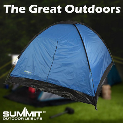 Dome Tent 4 Person Taped seams, Built in groundsheet Blue/Black 4 Person