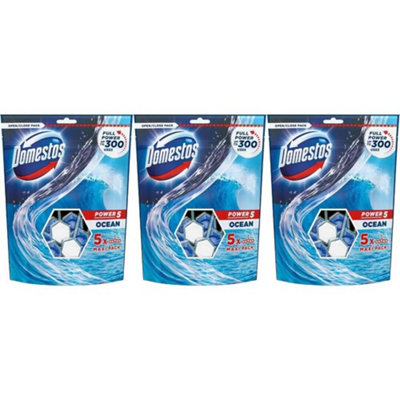Domestos Power 5 Toilet Rim Block Ocean - Pack of 3 | DIY at B&Q