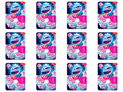 Domestos Power 5 Toilet Rim Block Pink Magnolia 55G (Pack of 12) | DIY ...