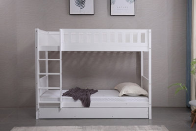 Domino Wooden Bunk Bed in White, Kids Bedroom Furniture, 2x 3FT (90cm ...