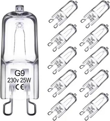 DOMIRA 12X G9 Halogen Bulbs 25W Dimmable Long Lasting Warm White Light ...