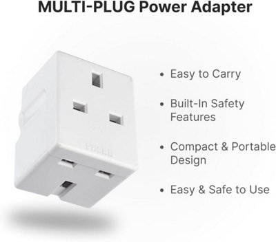 DOMIRA 3 Way UK Plug Adapter Double Socket Power Extension Adapter ...