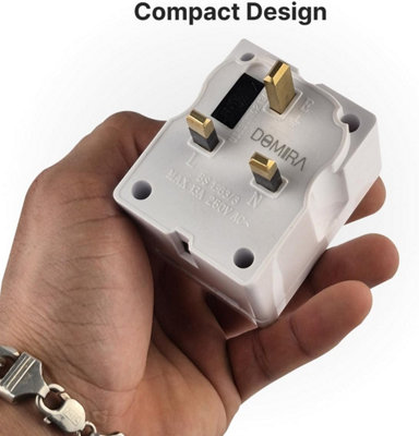 DOMIRA 3 Way UK Plug Adapter Double Socket Power Extension Adapter ...