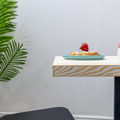 domli Solid Pine White Wood Tabletop - 800mm x 800mm x 32mm - Modern ...