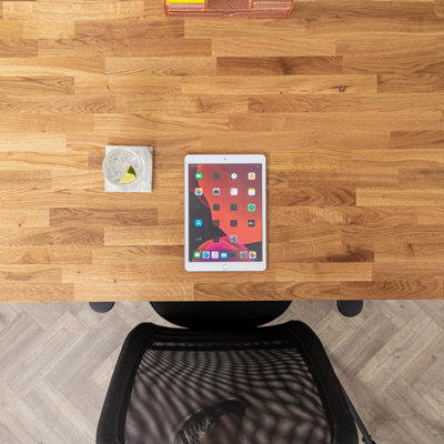 domli Solid Wood Oiled Oak Office Desk With Oak Wooden X Legs - 1500mm ...