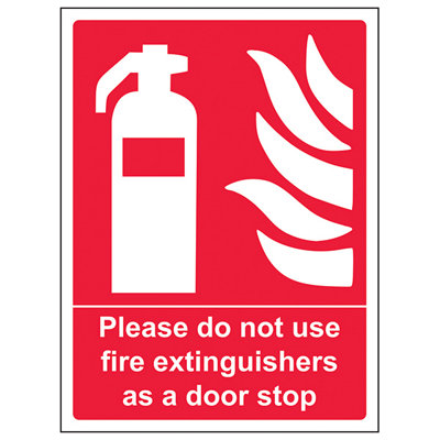 Don't Use Fire Extinguisher Door Stop Sign Adhesive Vinyl 150x200mm (x3)