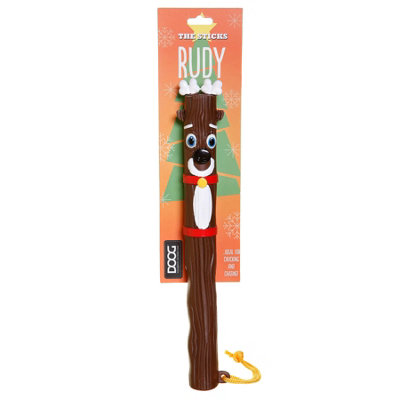 DOOG Christmas Rubber Floating Dog Throwing Stick - Rudy the Reindeer