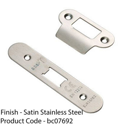 Door Frame Forend Strike and Fixing Pack - for Flat Latches - Satin ...