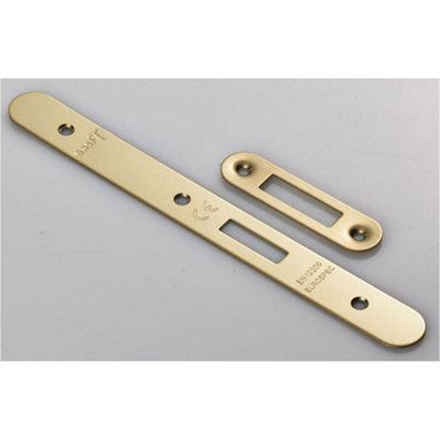 Door Frame Forend Strike & Fixing Pack - DIN EURO Deadlock - Brass PVD ...