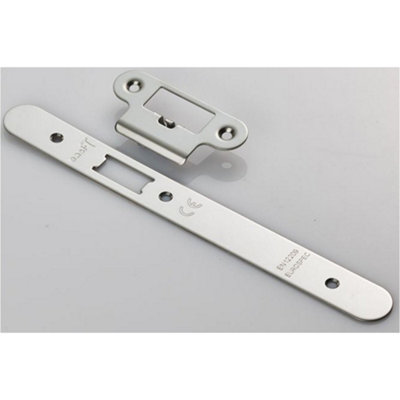 Door Frame Forend Strike & Fixing Pack - DIN Latch Bright Steel RADIUS ...