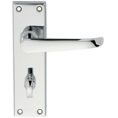 Door Handle & Bathroom Lock Pack Chrome Victorian Straight 150 x 42mm ...