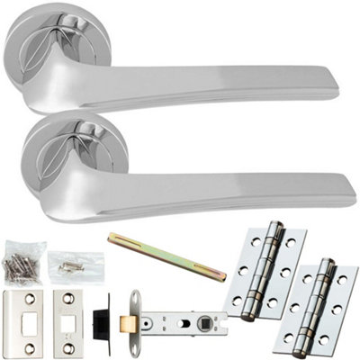 Door Handle & Latch Pack - Polished Chrome - Modern Twist Lever On ...
