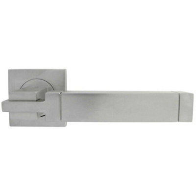 Door Handle & Latch Pack Satin Chrome Modern Cube Lever Screwless ...