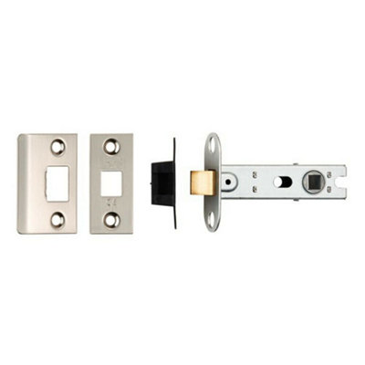 Door Handle & Latch Pack Satin Steel Straight Safety Bar Screwless ...