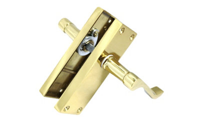 Door Handle Modern Victorian Scroll Handles Latch - Brass 6 Pairs