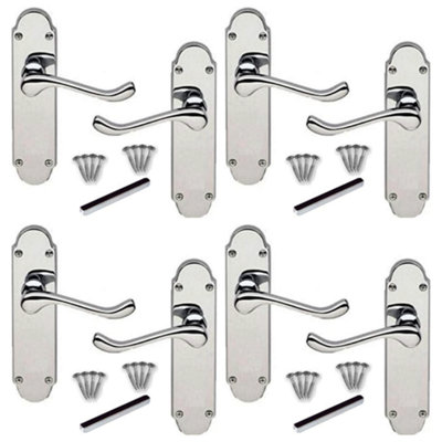 Door Handles Epsom Chrome Scroll Lever Victorian Scroll 4 Pairs