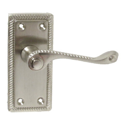 Door Handles Georgian Satin Lever Latch Roped Edge + Latch & Hinges
