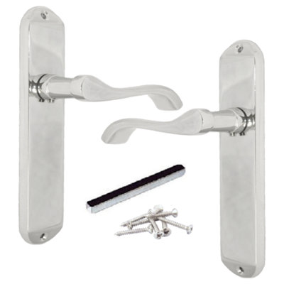 Door Handles on Backplate Chrome Scroll Latch Eclipse Cadenza | DIY at B&Q