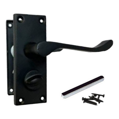 Door Handles Scroll Lever Privacy Lock - Matt Black 118 x 40mm | DIY at B&Q