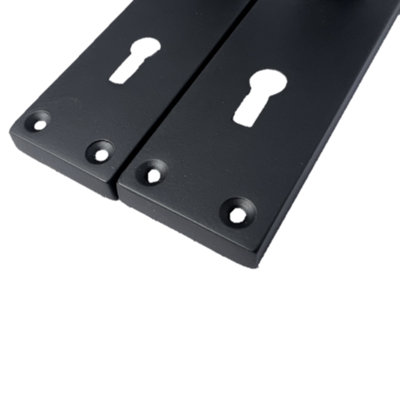 Door Handles Straight Lever Lock Keys Hinge Set - Matt Black 150 x 40mm