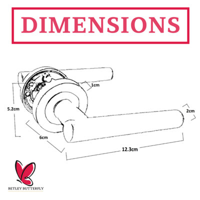 Door Handles T Bar Straight Lever on Rose Thumb turn & Lock - Black Nickel