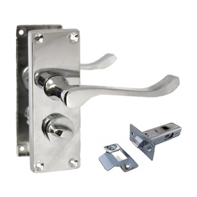 Door Handles Victorian Scroll Bathroom WC Privacy Lock - Chrome 118 x ...