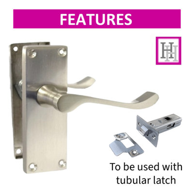 Door Handles Victorian Scroll Lever Internal Latch - Satin 4 Pairs