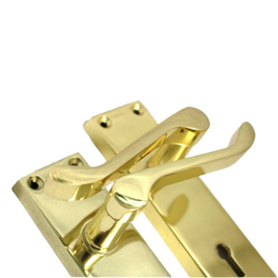Door Handles Victorian Scroll Lever Lock - Brass Pack Hinges 150 x 40mm