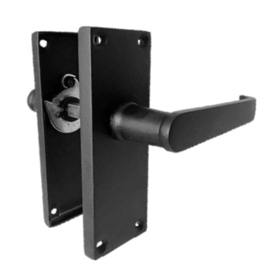 Door Handles Victorian Straight Lever Matt Black Hinges & Latch Pack ...