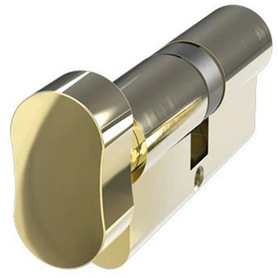 Door Lock with Keys Thumb Turn Euro Cylinder Barrel Lock Polished Brass ...