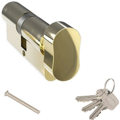 Door Lock with Keys Thumb Turn Euro Cylinder Barrel Lock Polished Brass ...